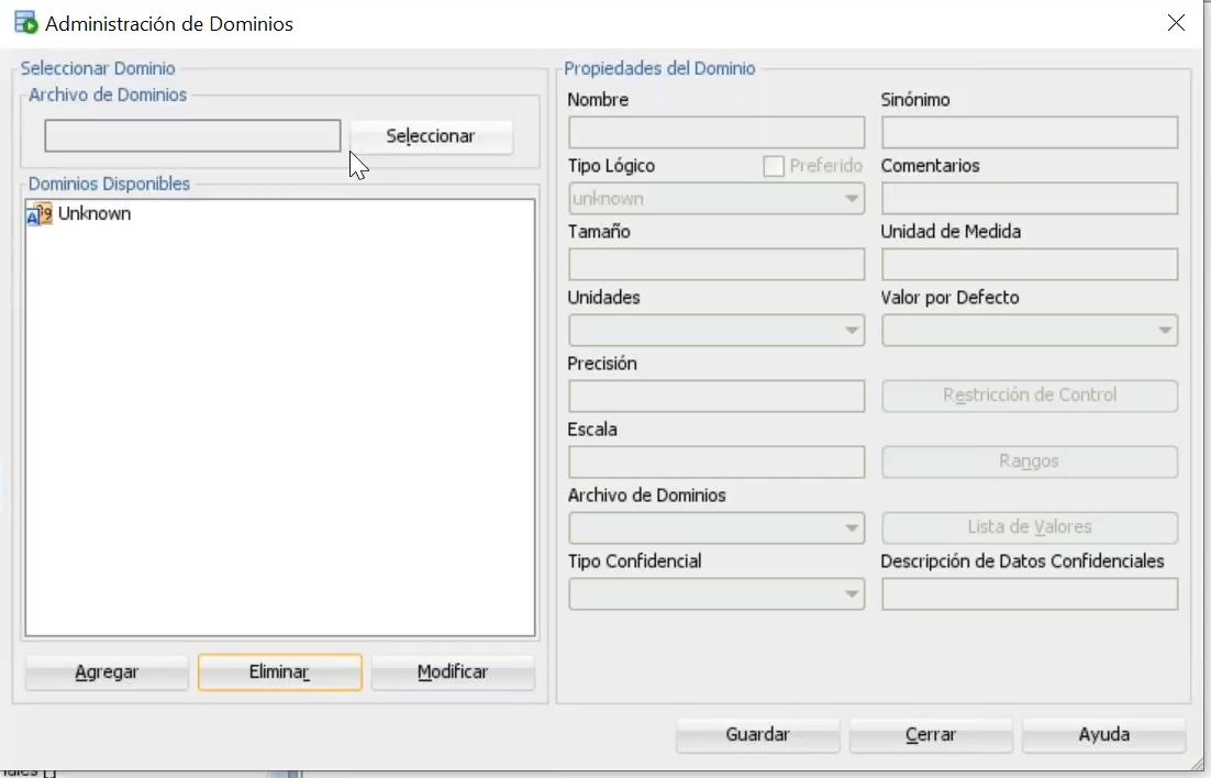 Crear un dominio en un modelo lógico de datos