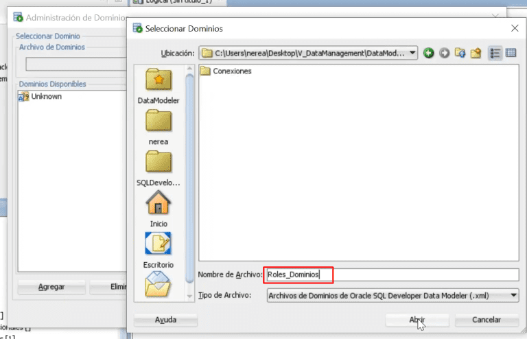 Crear un dominio en un modelo lógico de datos