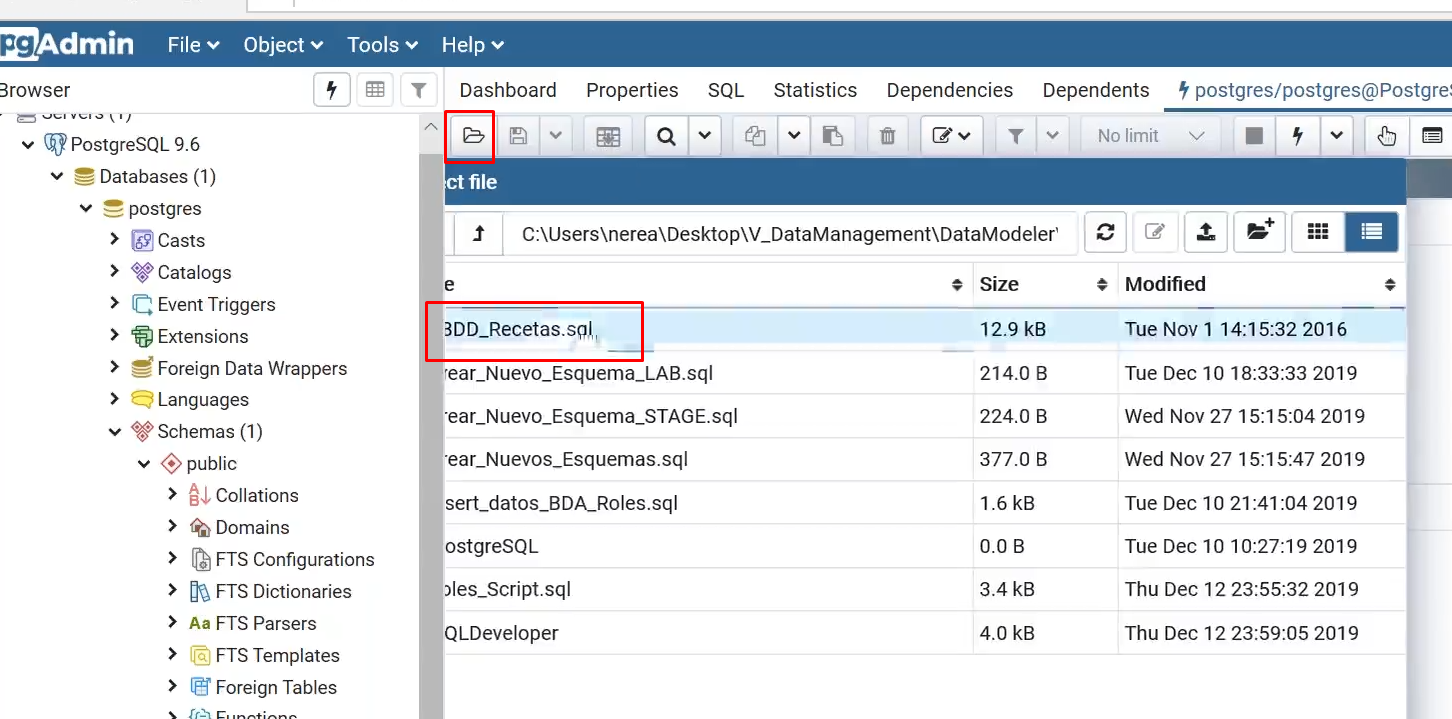 Crear un modelo físico de una base de datos heredada