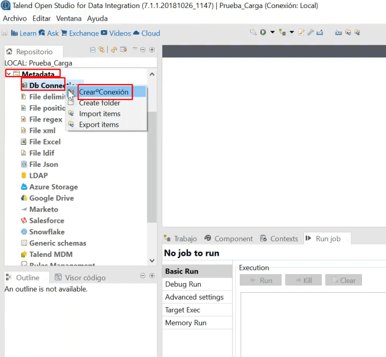 Arquitectura de origen y destino en Talend Data Integration