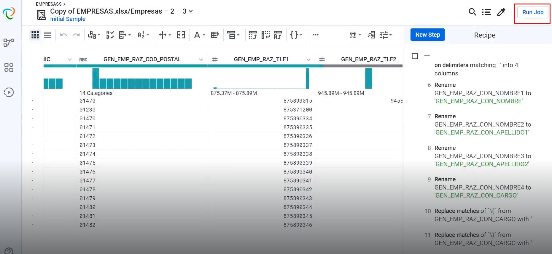 Resultados de un recipe en Trifacta: ¿cómo visualizarlos?