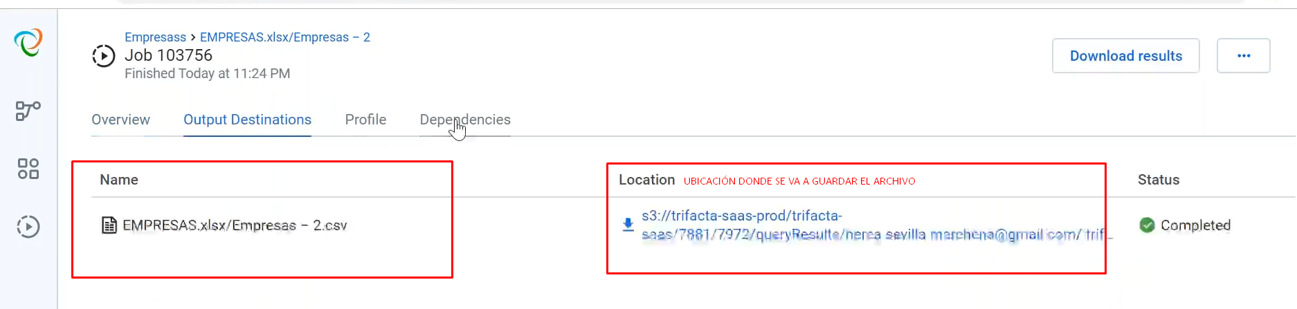 Resultados de un recipe en Trifacta: ¿cómo visualizarlos?