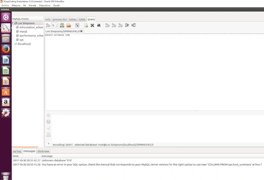 ¿Cómo crear una BBDD en Virtual Box?