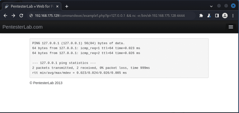 Reverse shell vía inyección de comandos