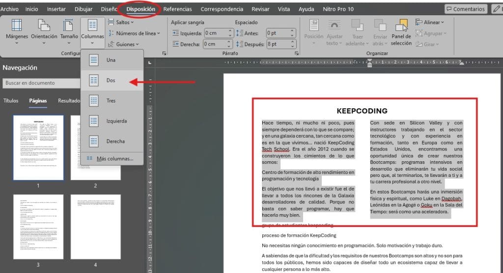 Cómo hacer dos columnas en Word: Pasos fáciles